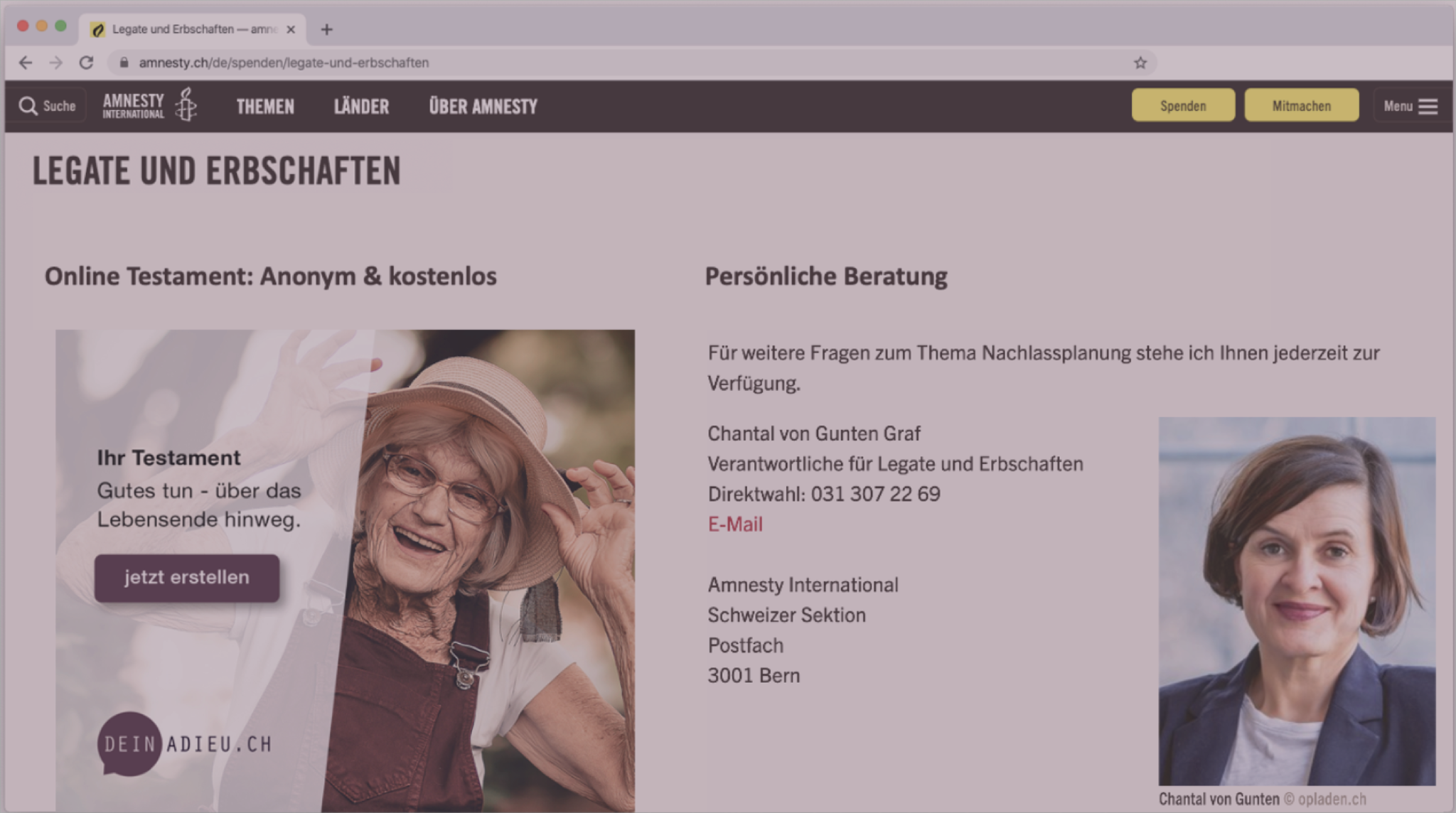 Digital inheritance fundraising for Swiss NGOs | DeinAdieu